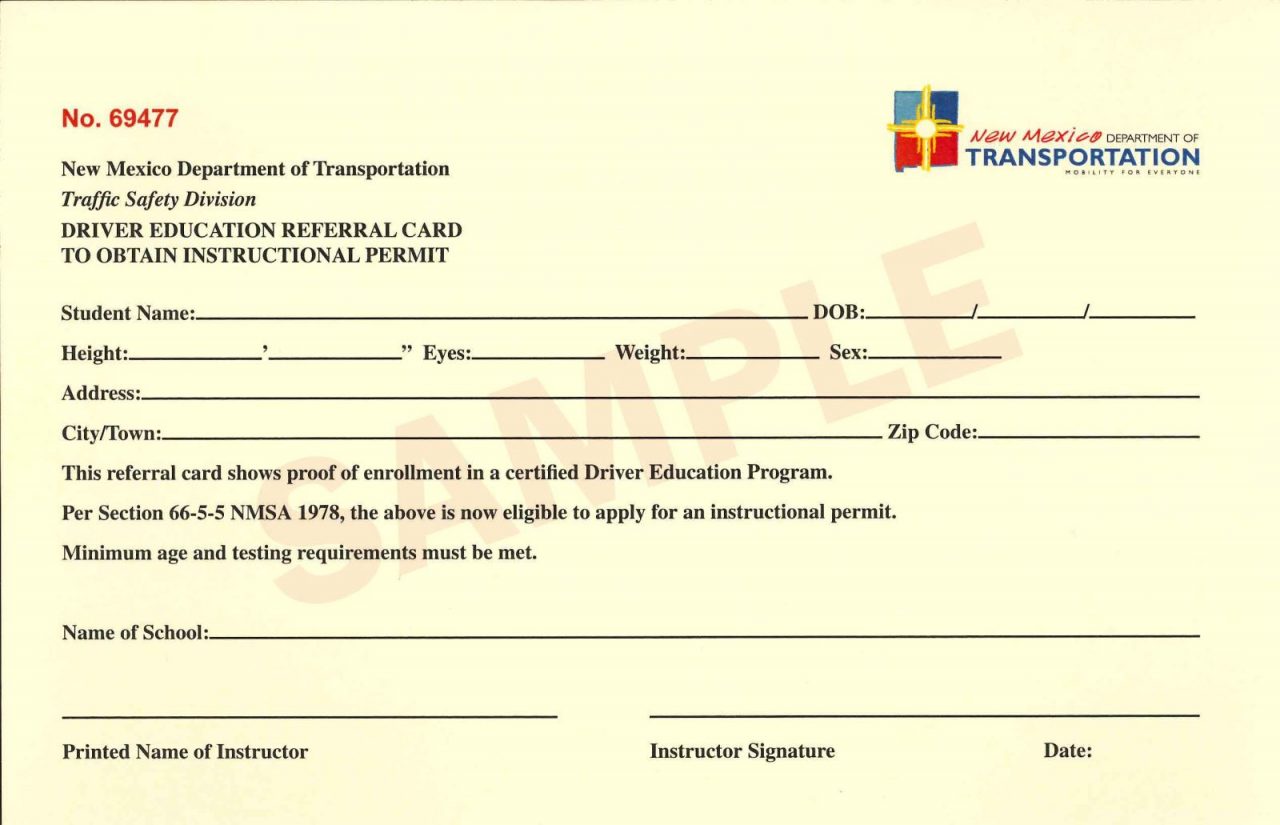 Chapter 3: Instructional Permit | Motor Vehicle Division NM